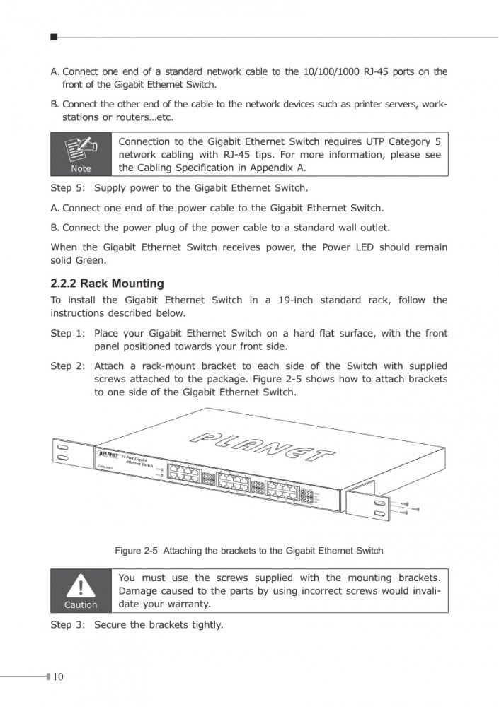 GSW-2401 manual page 10