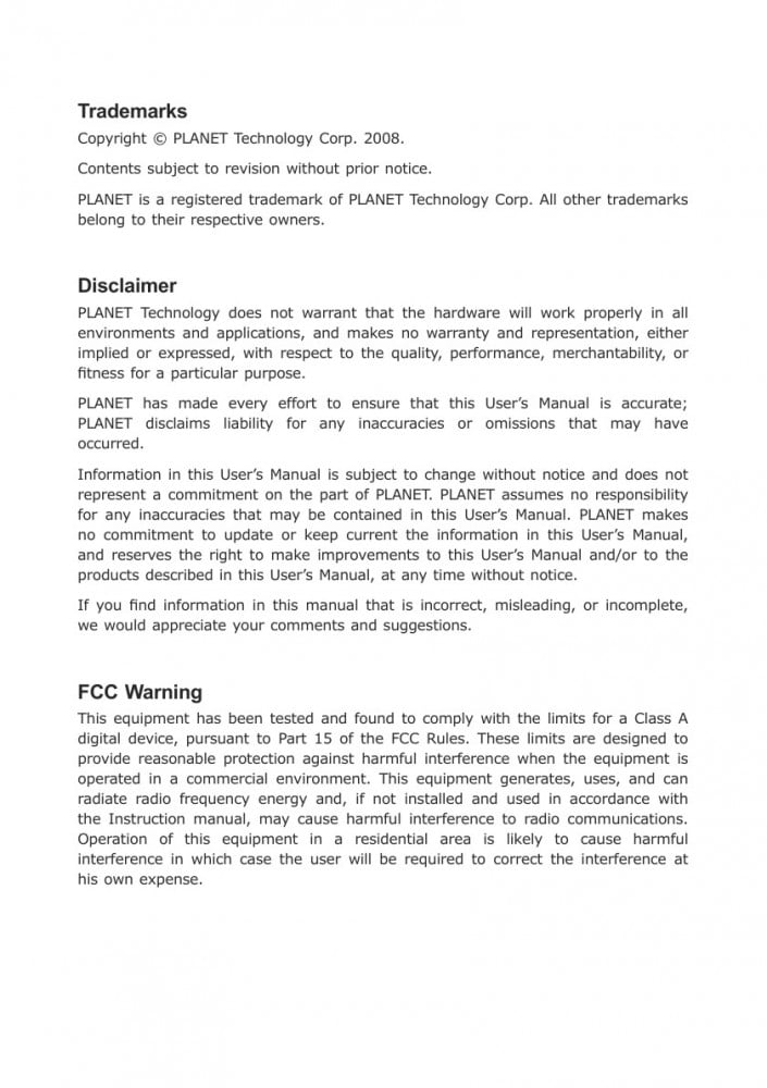 GSW-2401 manual page 2
