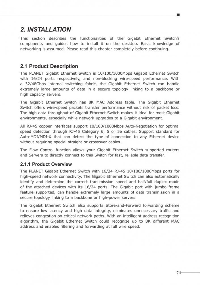 GSW-2401 manual page 7