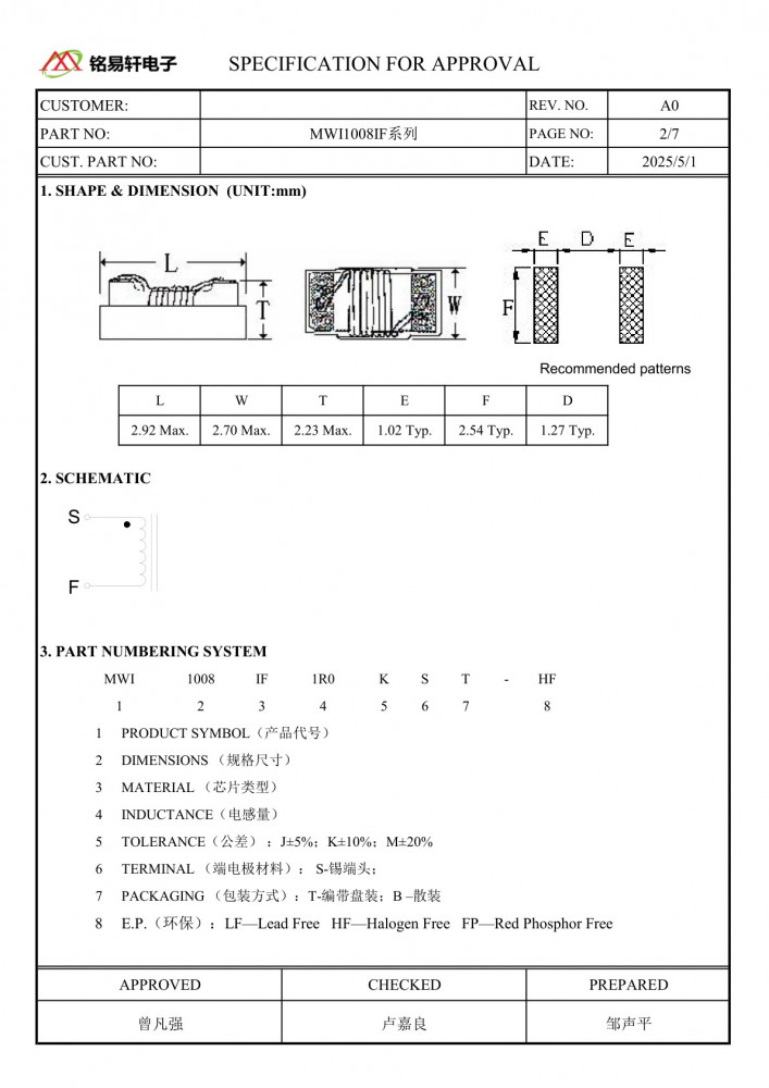 MYX MWI1008IF approval specification page 3
