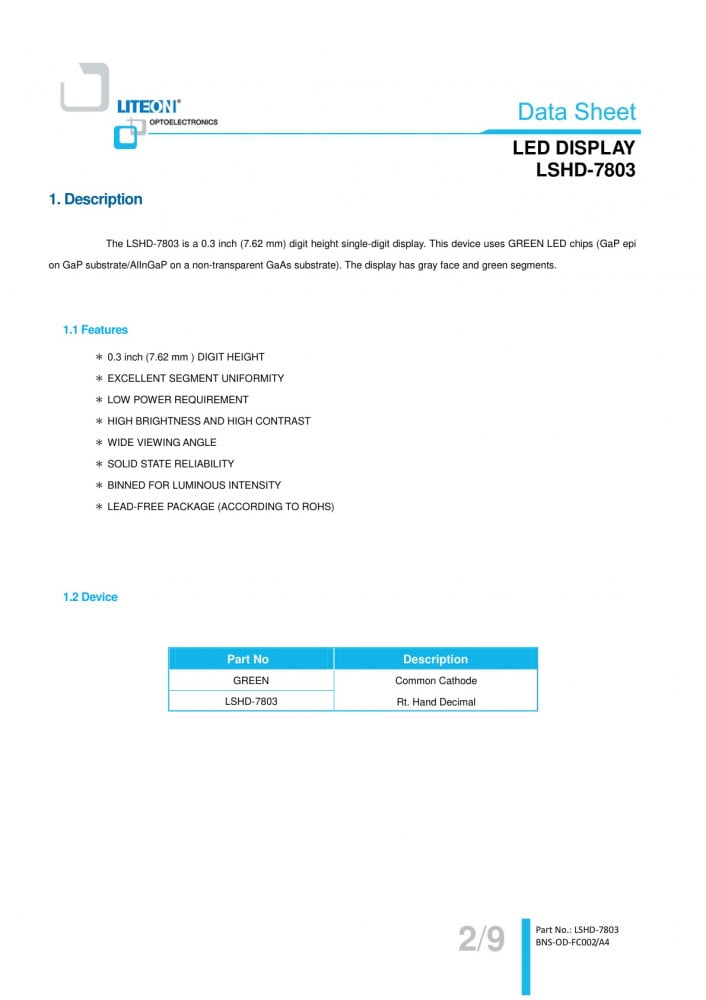 LSHD-7803 datasheet page 3