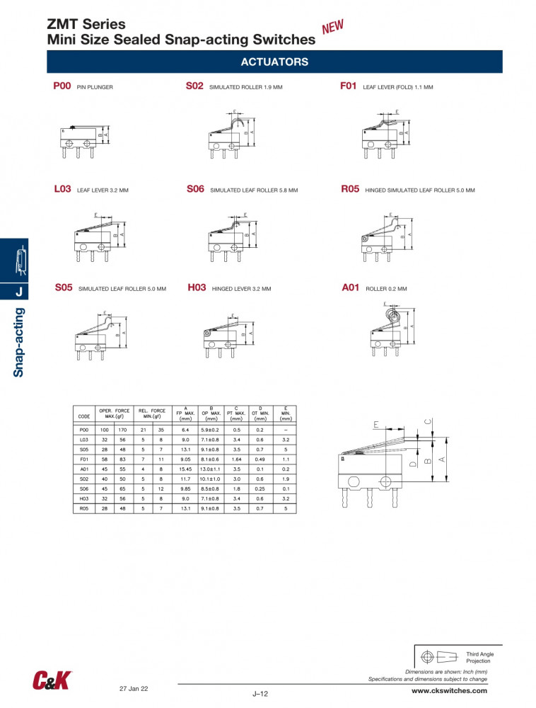 C&K ZMT technical document page 3