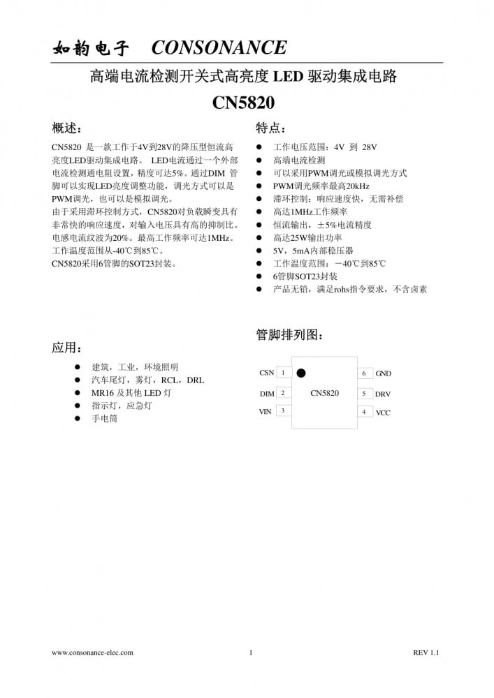 CN5820 datasheet page 1