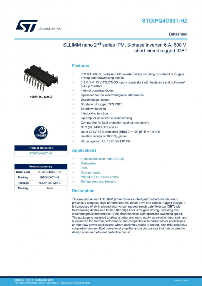 STGIPQ4C60T-HZ datasheet page 1