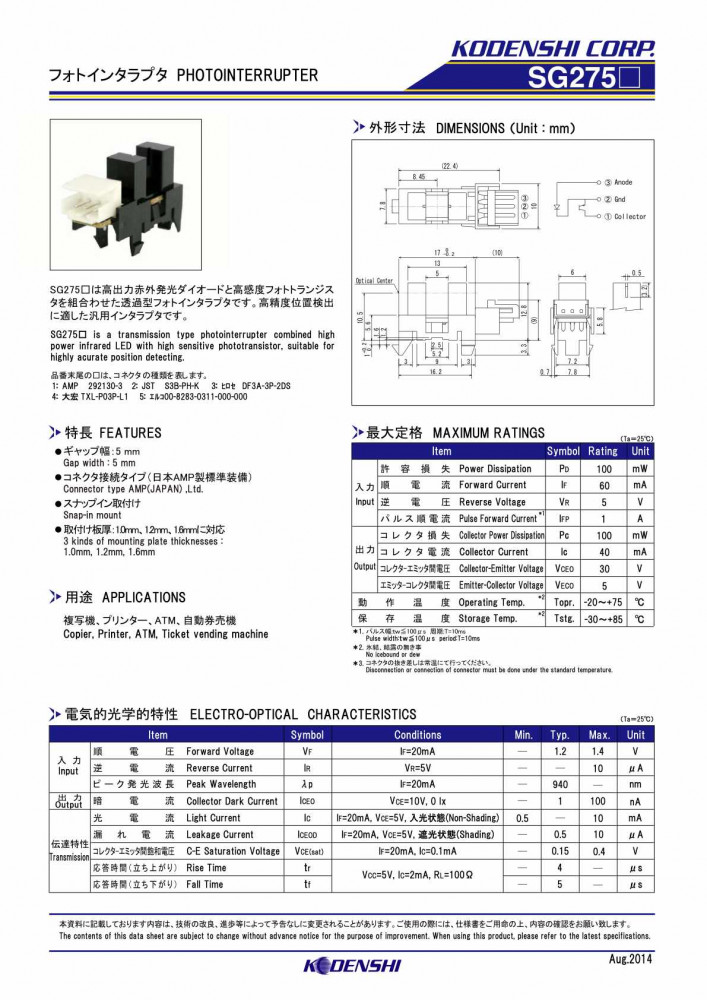 SG275□ datasheet page 1