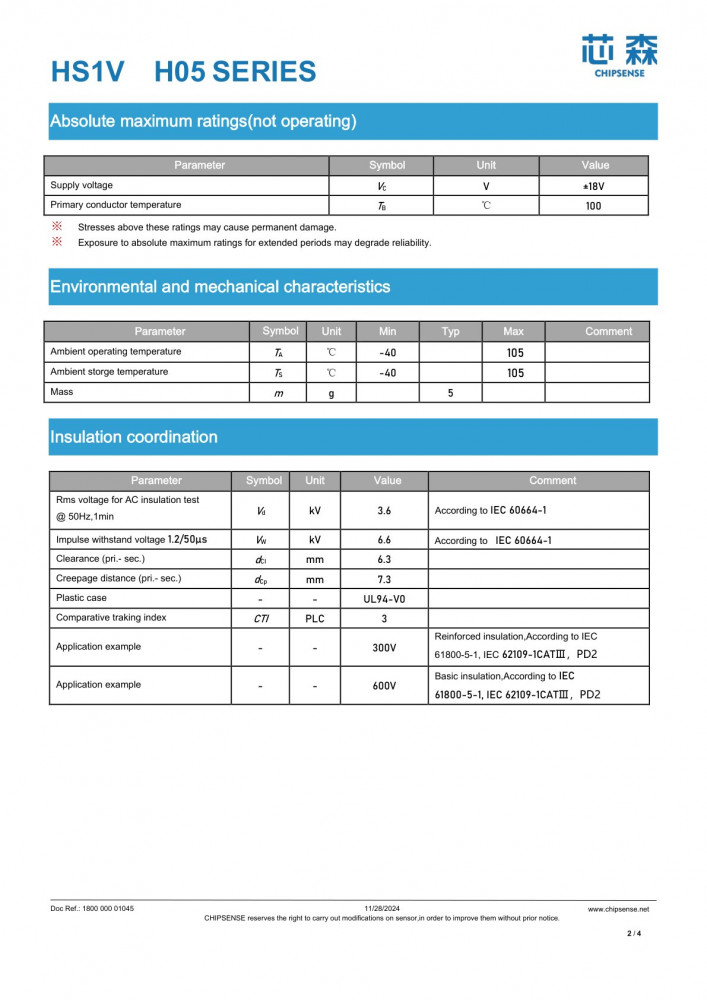 HS1V H05 datasheet page 2