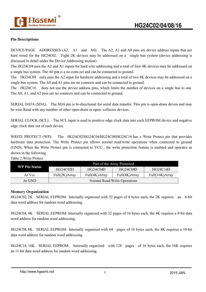 HGSEMI 24C02 datasheet page 3