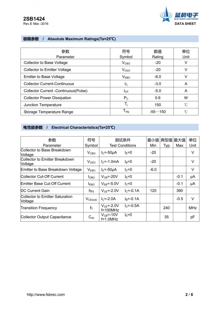 2SB1424-R datasheet page 2