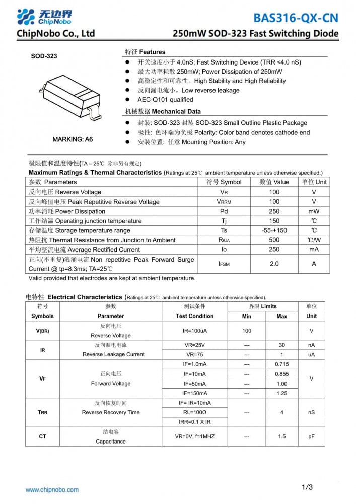 BAS316-QX-CN datasheet page 1