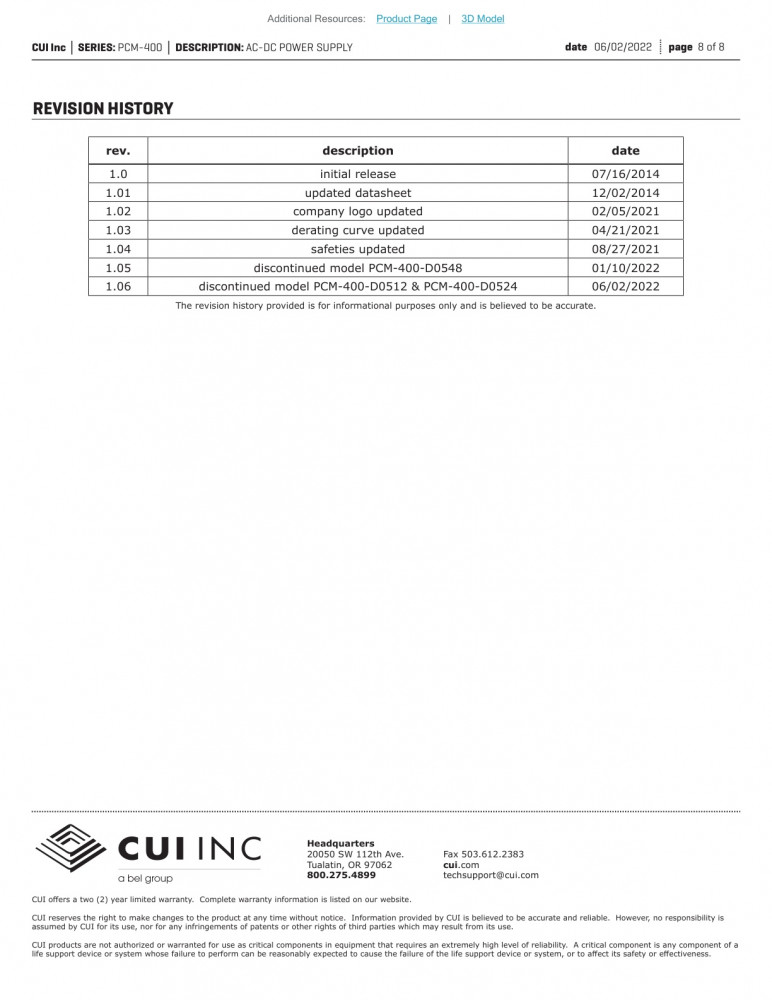 PCM-400 datasheet page 8