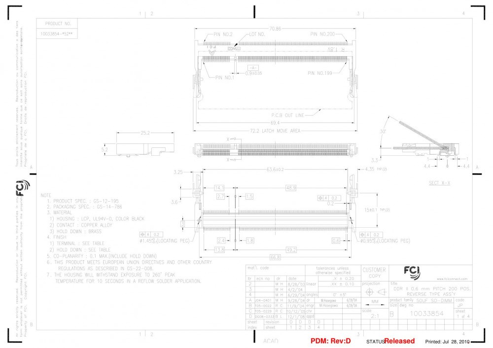 Amphenol 10033854 drawing page 1