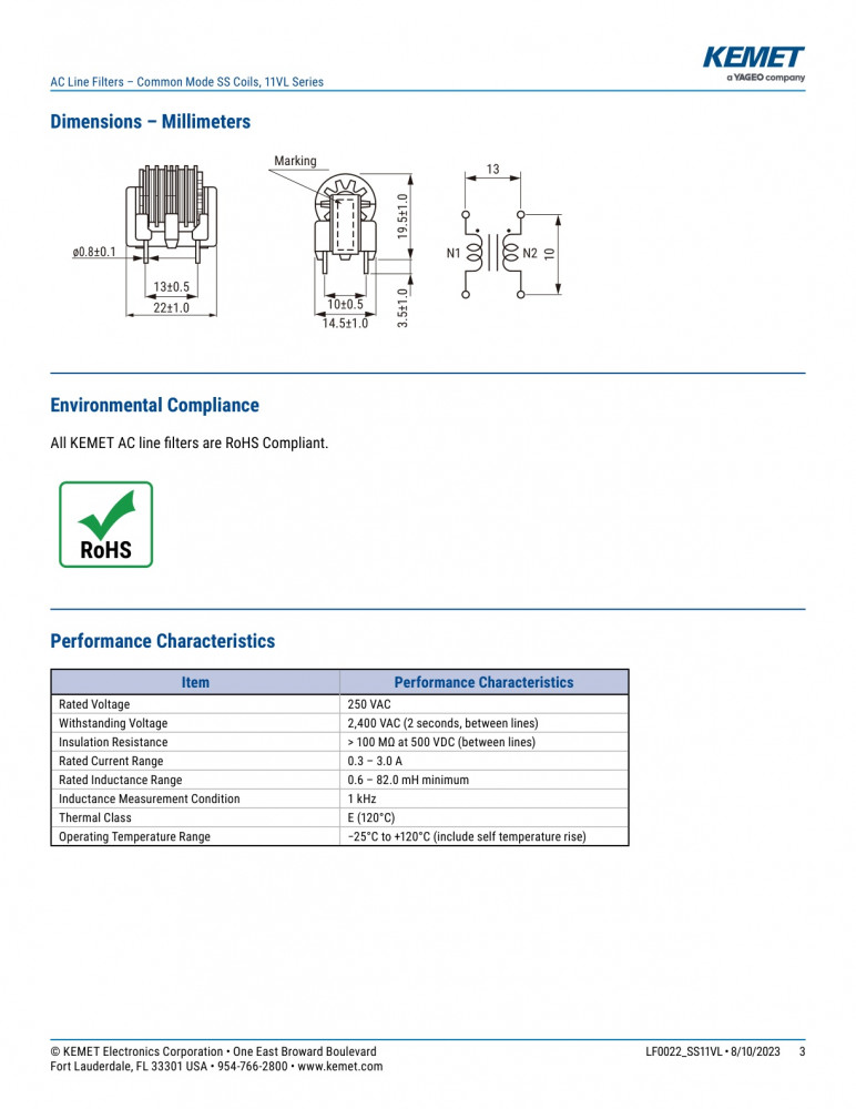 KEMET SS11VL series datasheet page 3