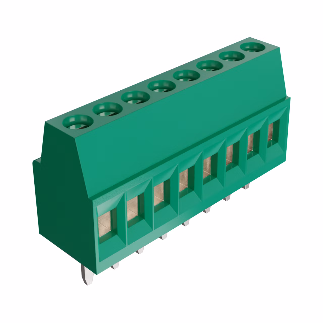 2.54mm Pitch Beau Eurostyle Fixed Mount PCB Terminal Block, Green, 8 Circuits for sale