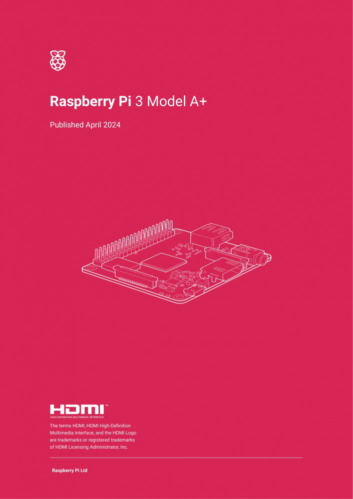 Raspberry Pi 3 Model A+ documentation page 1