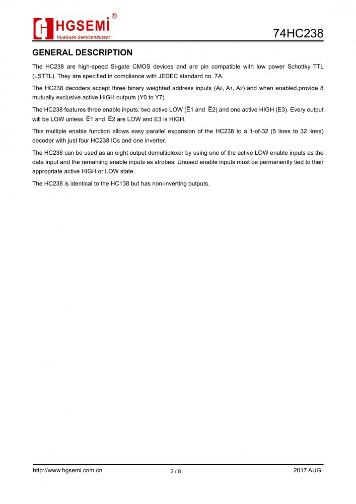 74HC238N datasheet page 2