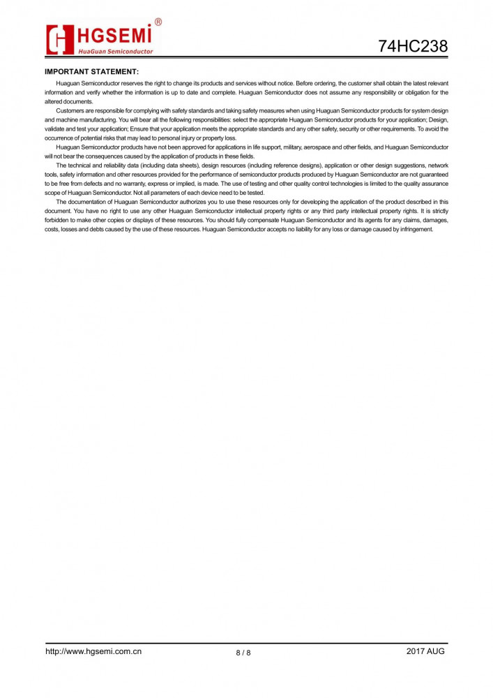 74HC238N datasheet page 8