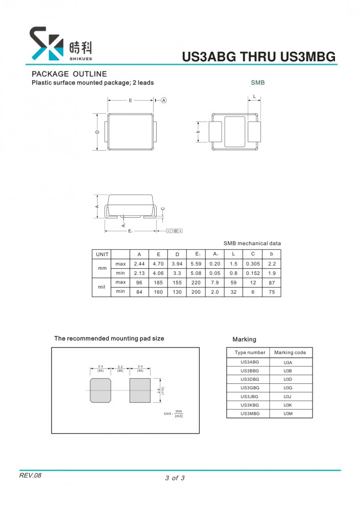US3MBG datasheet page 3