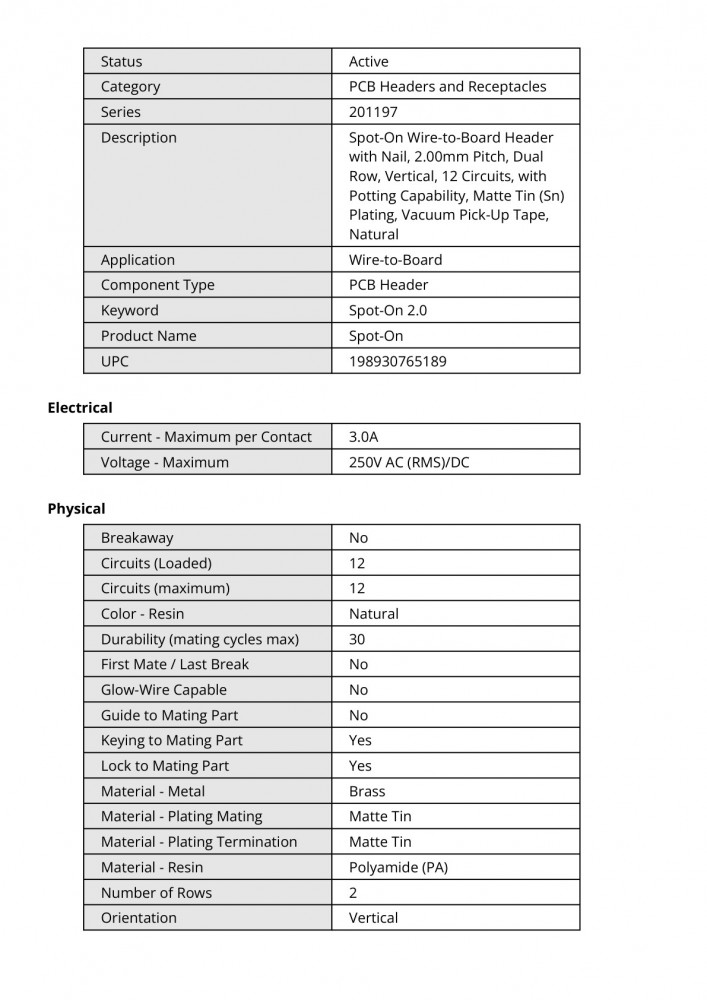 Technical document image 2 for MOLEX 2011972120