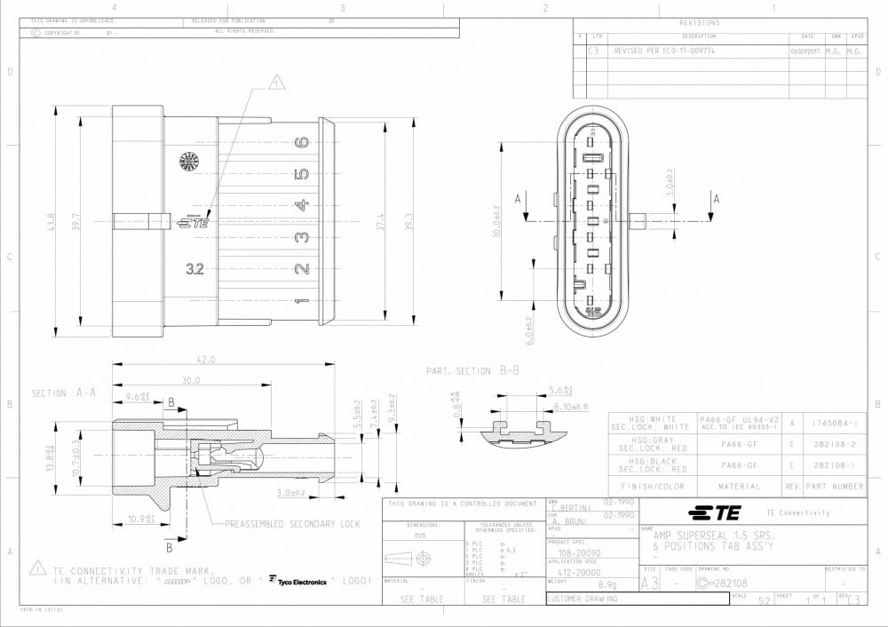 TE Connectivity 282108-1 engineering drawing page