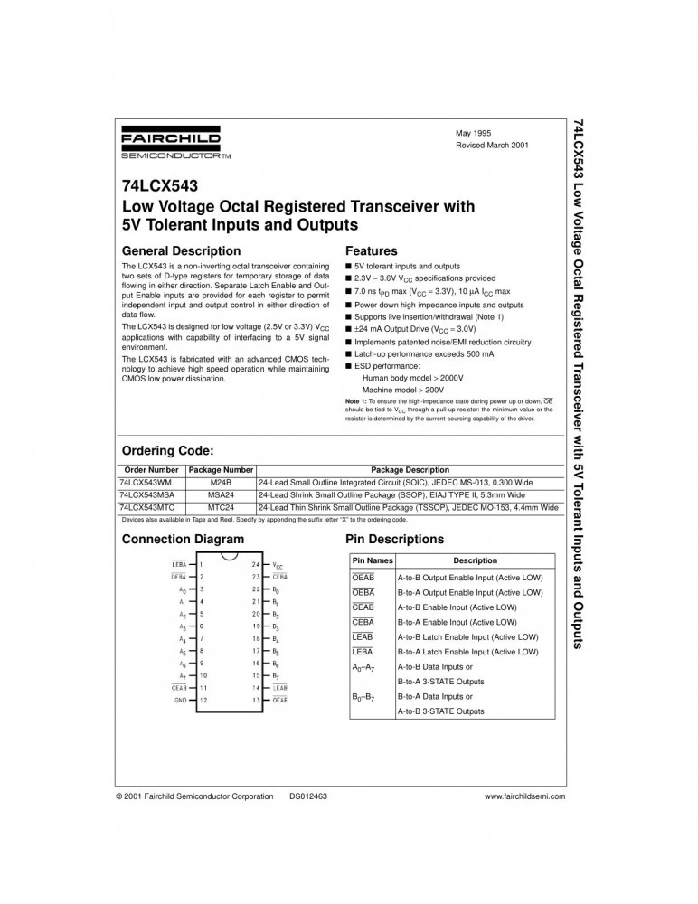74LCX543 datasheet page 2