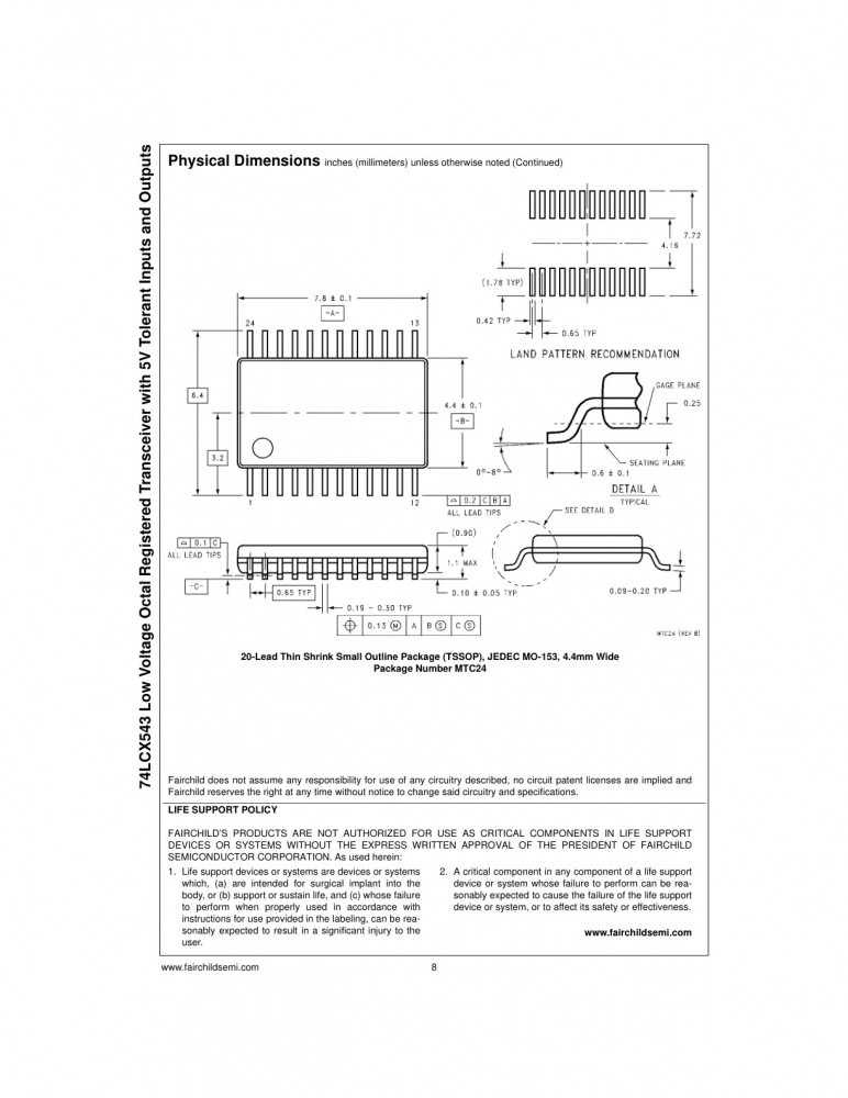 74LCX543 datasheet page 9
