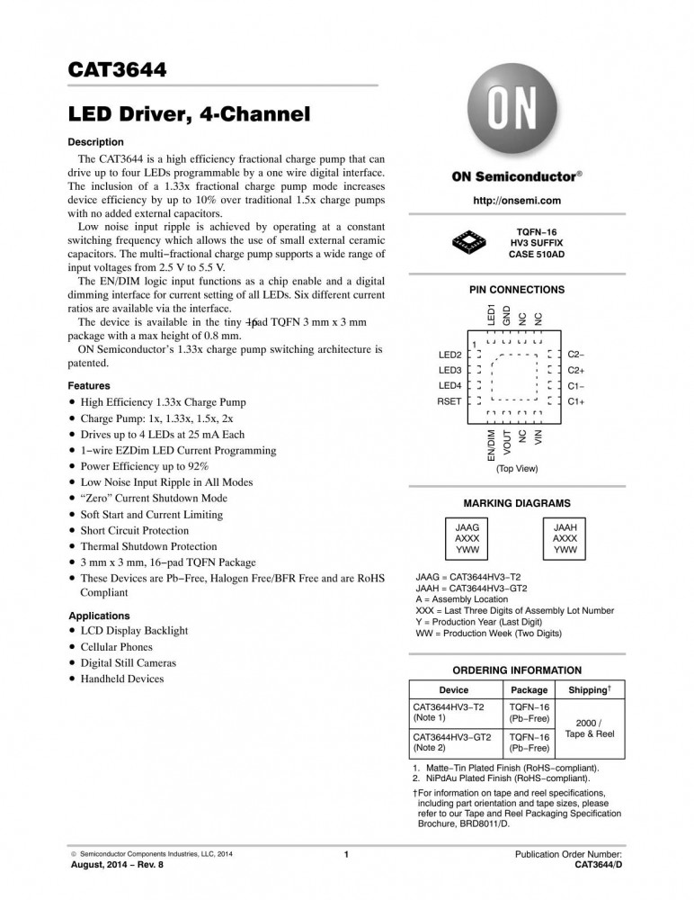 CAT3644 technical document page 1