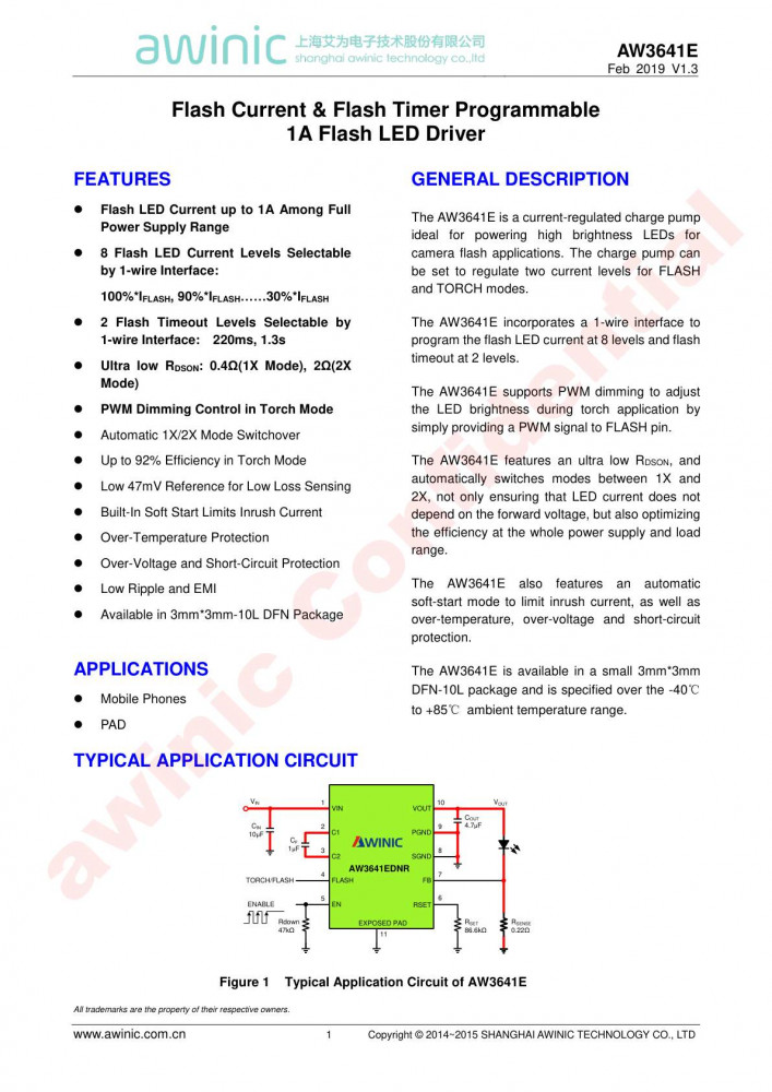 AW3641EDNR datasheet page 1
