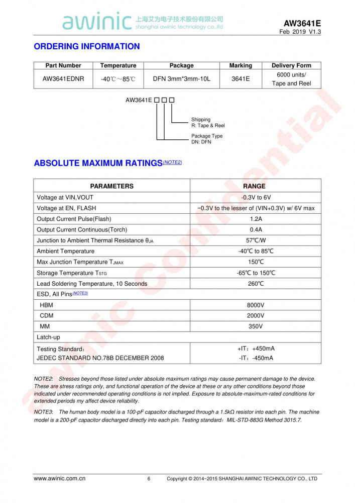 AW3641EDNR datasheet page 6