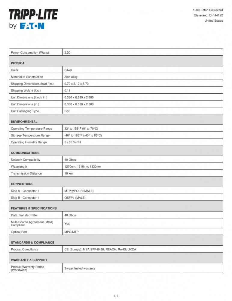 N286-40G-PLR4 technical document page 2