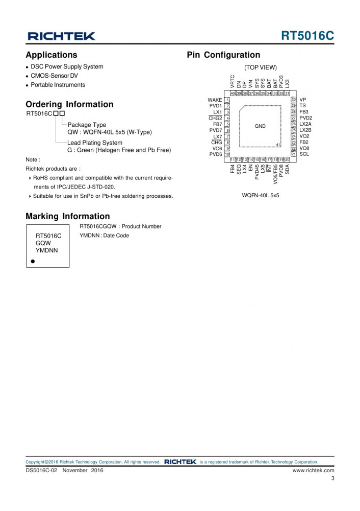 RT5016C datasheet page 3
