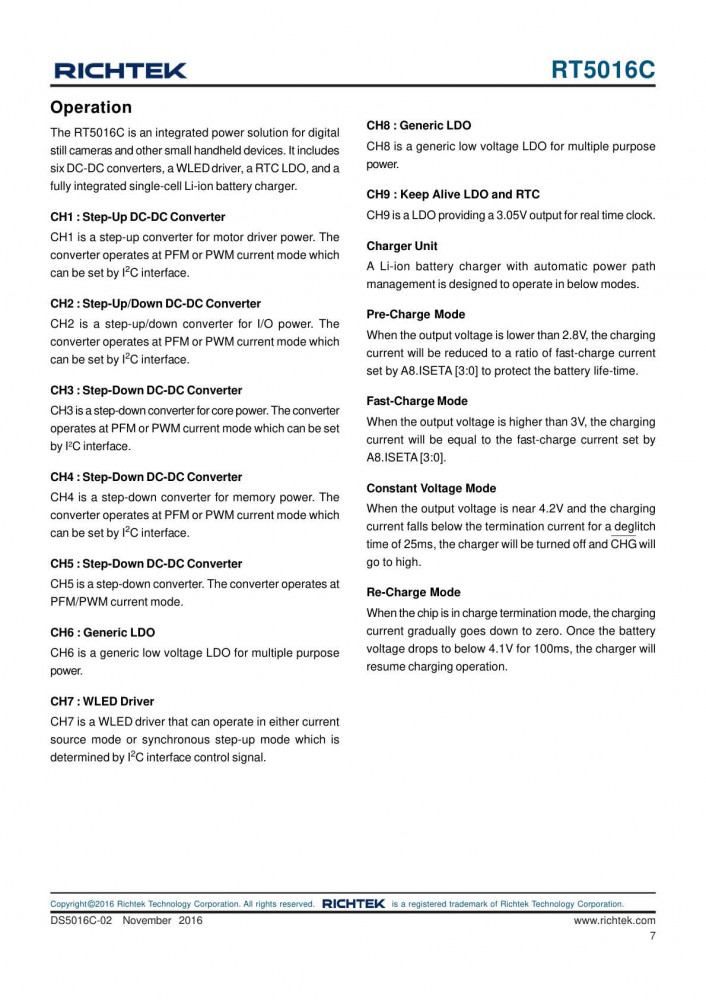 RT5016C datasheet page 7