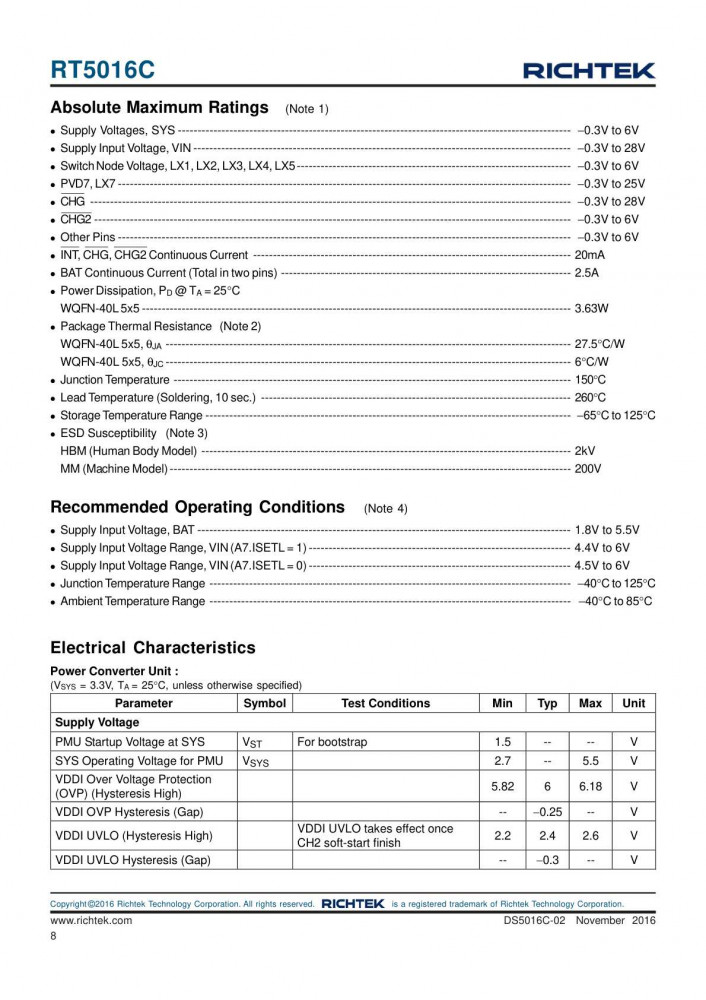 RT5016C datasheet page 8