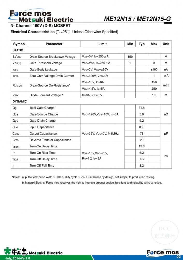 ME12N15-G datasheet page 2