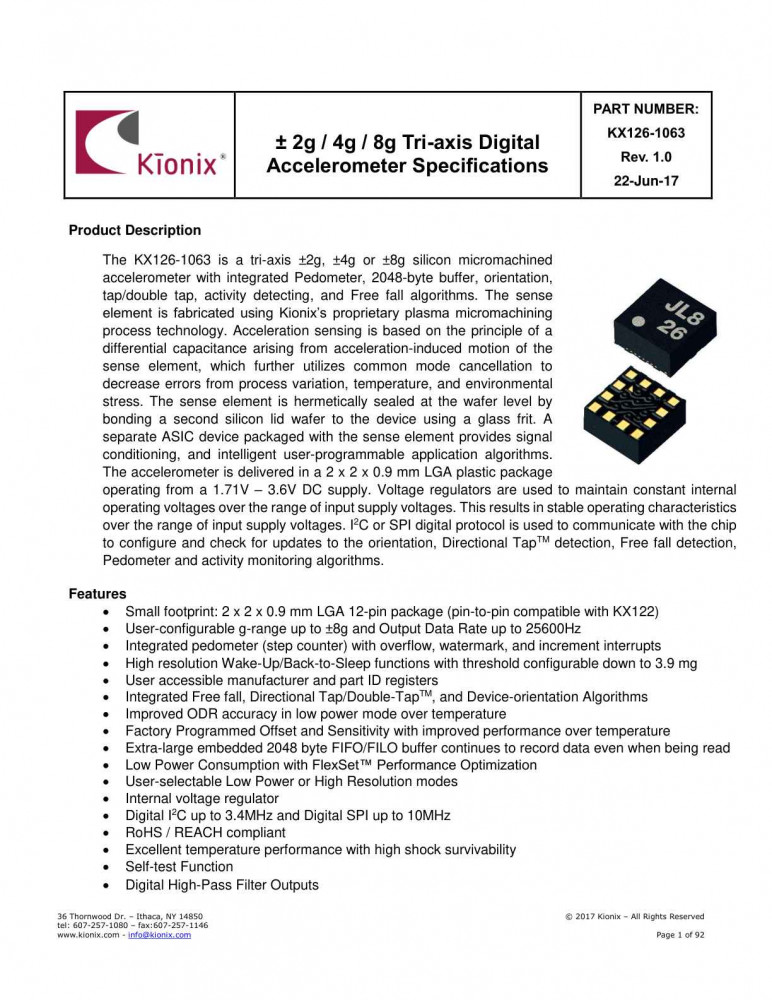 KX126-1063 datasheet page 1