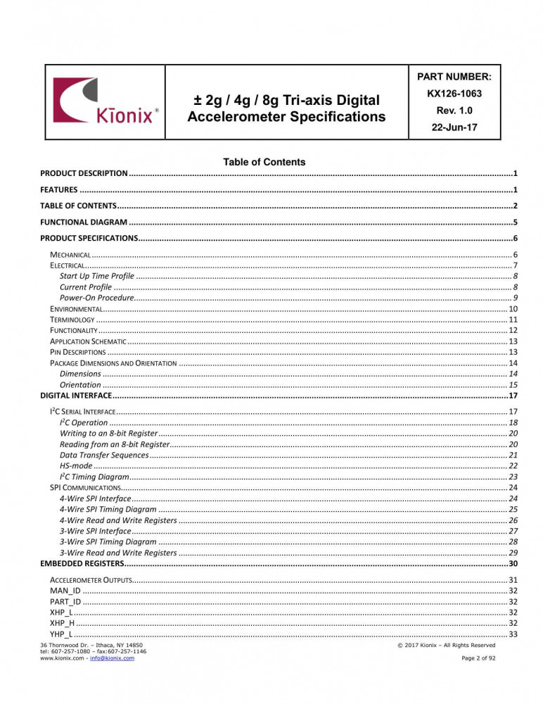 KX126-1063 datasheet page 2
