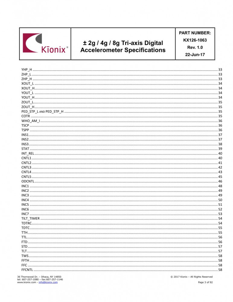 KX126-1063 datasheet page 3