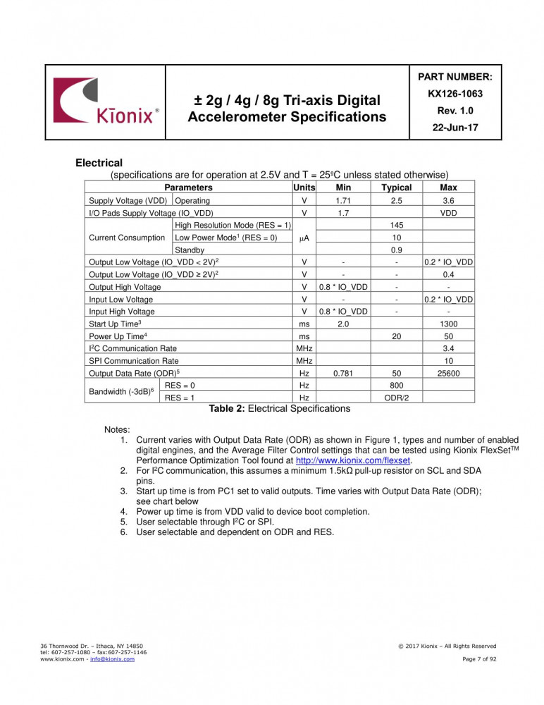 KX126-1063 datasheet page 7