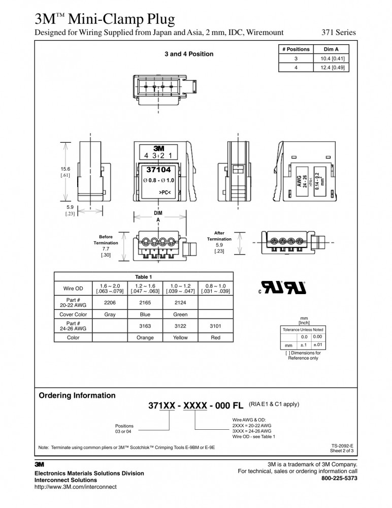 3M 371 Series technical document page 2