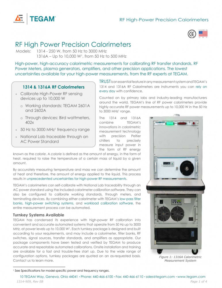 1316A calorimeter technical document page 1