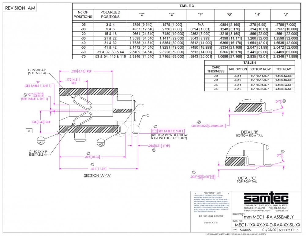 Samtec MEC1 drawing page 2