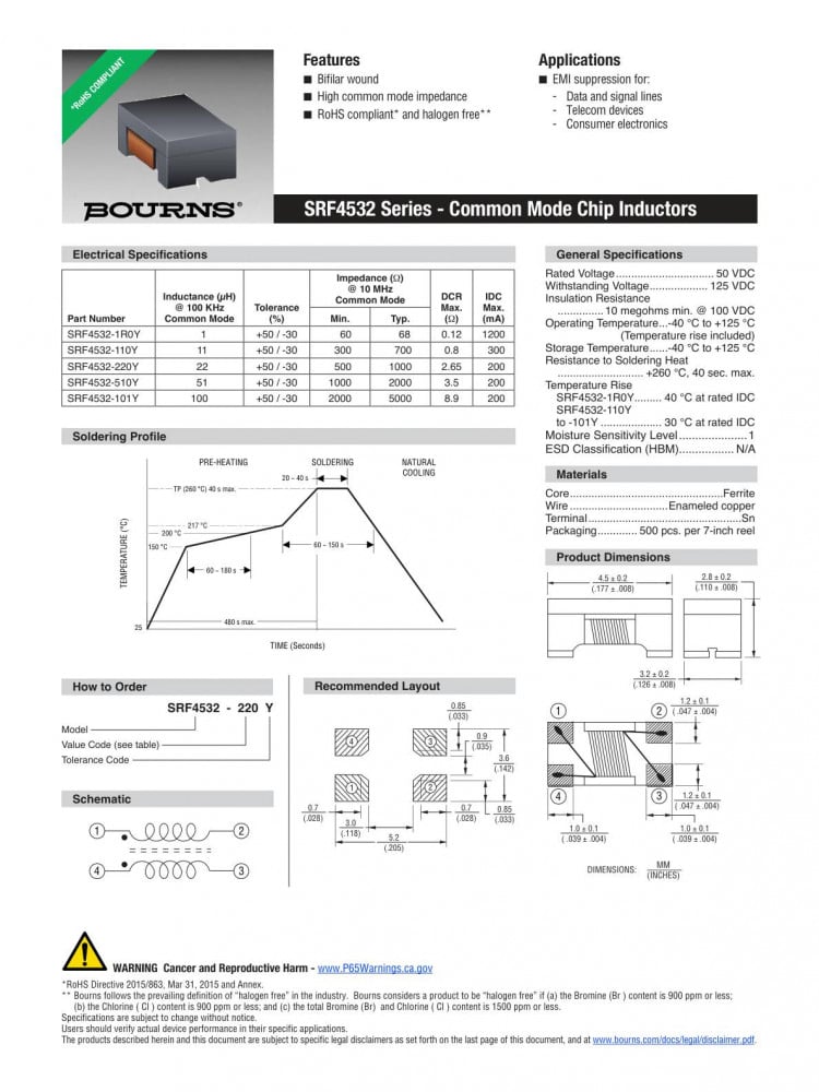 BOURNS SRF4532 datasheet page 1
