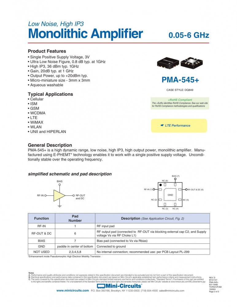 PMA-545+ datasheet page 2