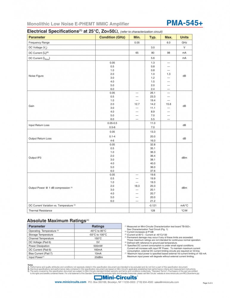 PMA-545+ datasheet page 3