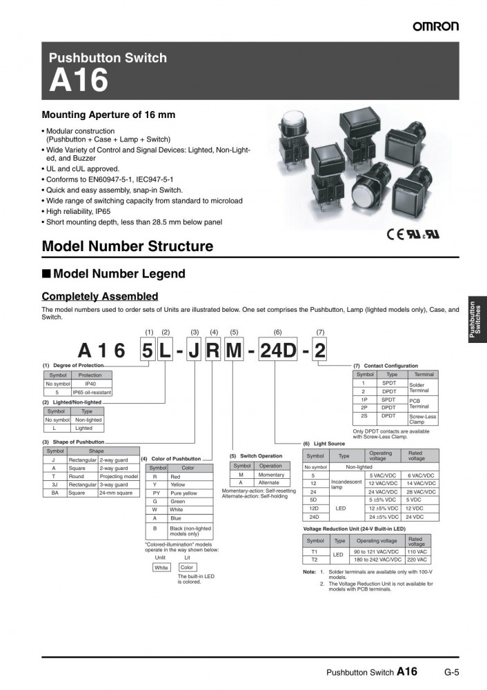 OMRON A16 documentation page 1