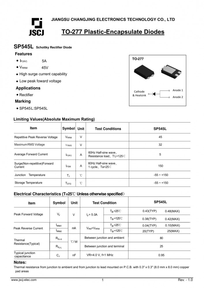 SP545L datasheet page 1