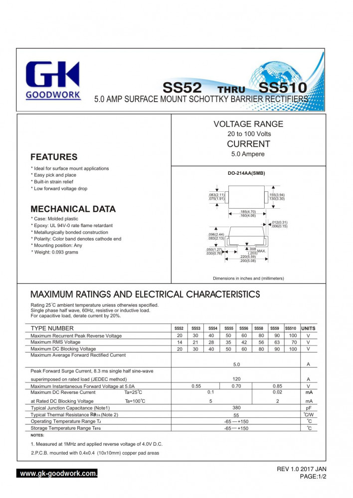 GOODWORK SS58(SMB) datasheet page 1