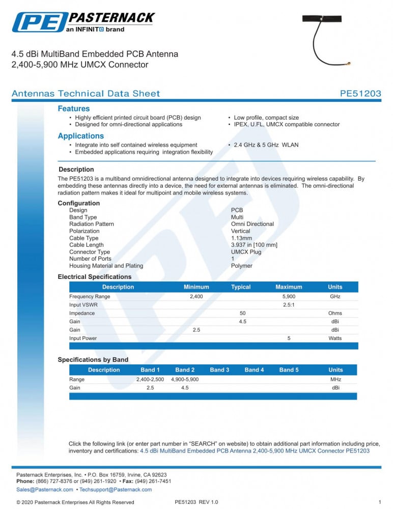 PE51203 technical datasheet page 1