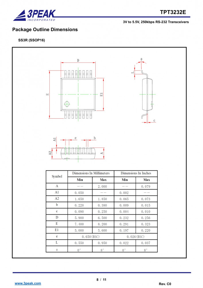 TPT3232E-SS3R technical document page 8