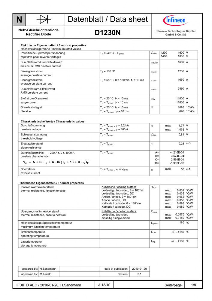 D1230N datasheet page 1