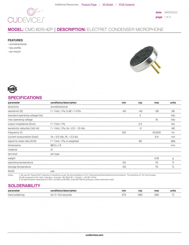 CMC-6015-42P datasheet page 1